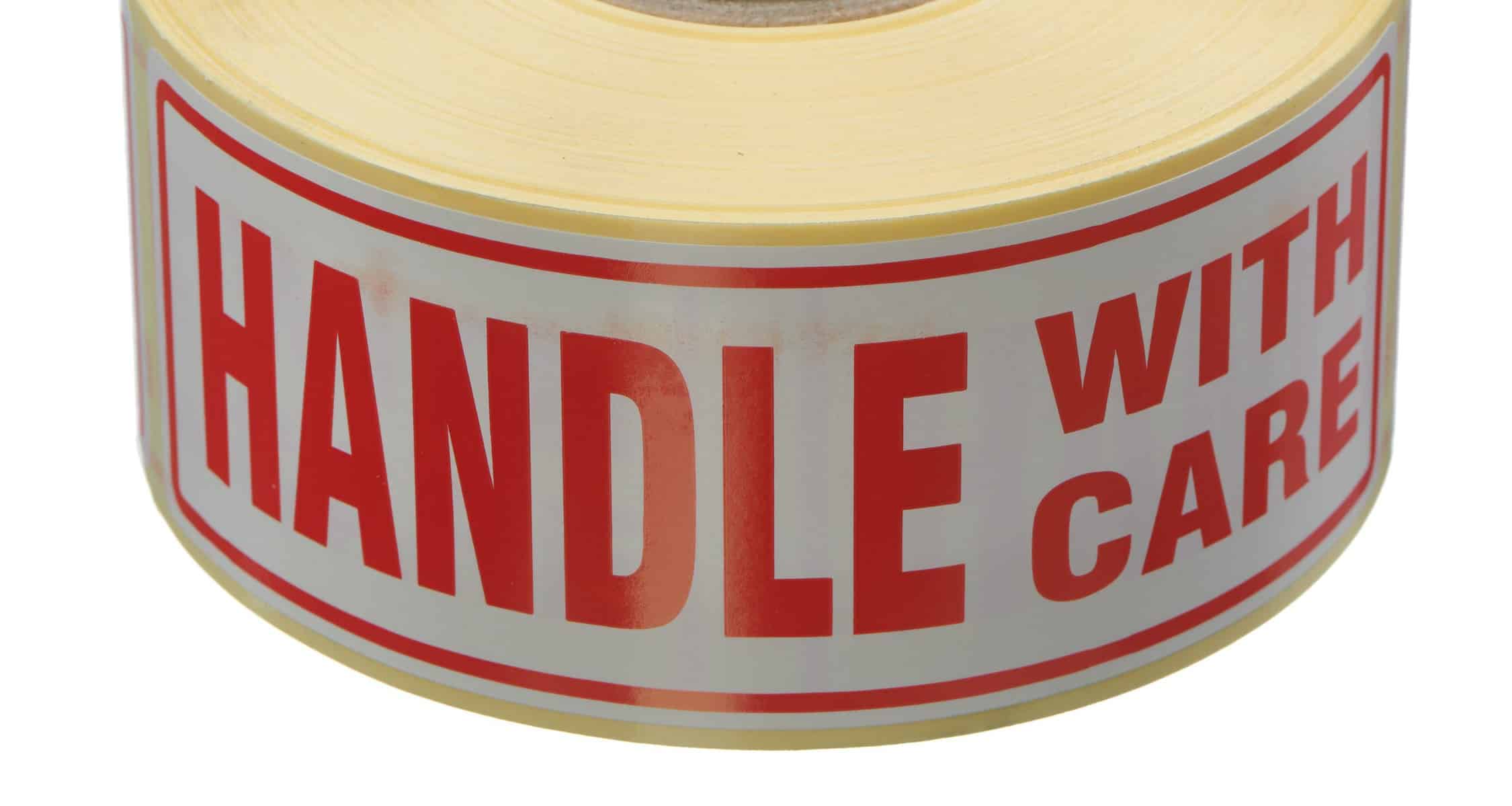 Labels- Handle With Care 148mm x 50mm 500/Rl | KB Packaging